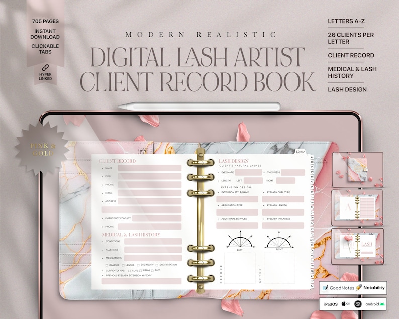 Easy Client Records Book Appointment Planner Lash Tech Planner Editable ...