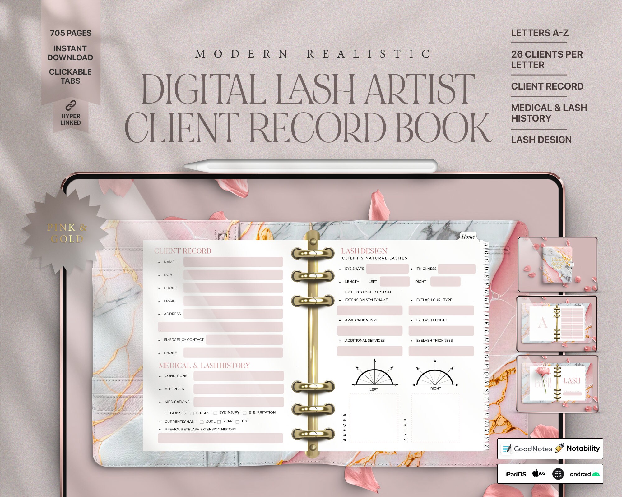 Easy Client Records Book Appointment Planner Lash Tech Planner Editable ...