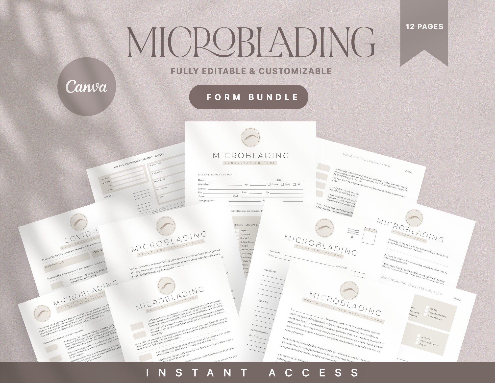PMU Forms, Canva Microblading Forms, Editable Esthetician Templates ...