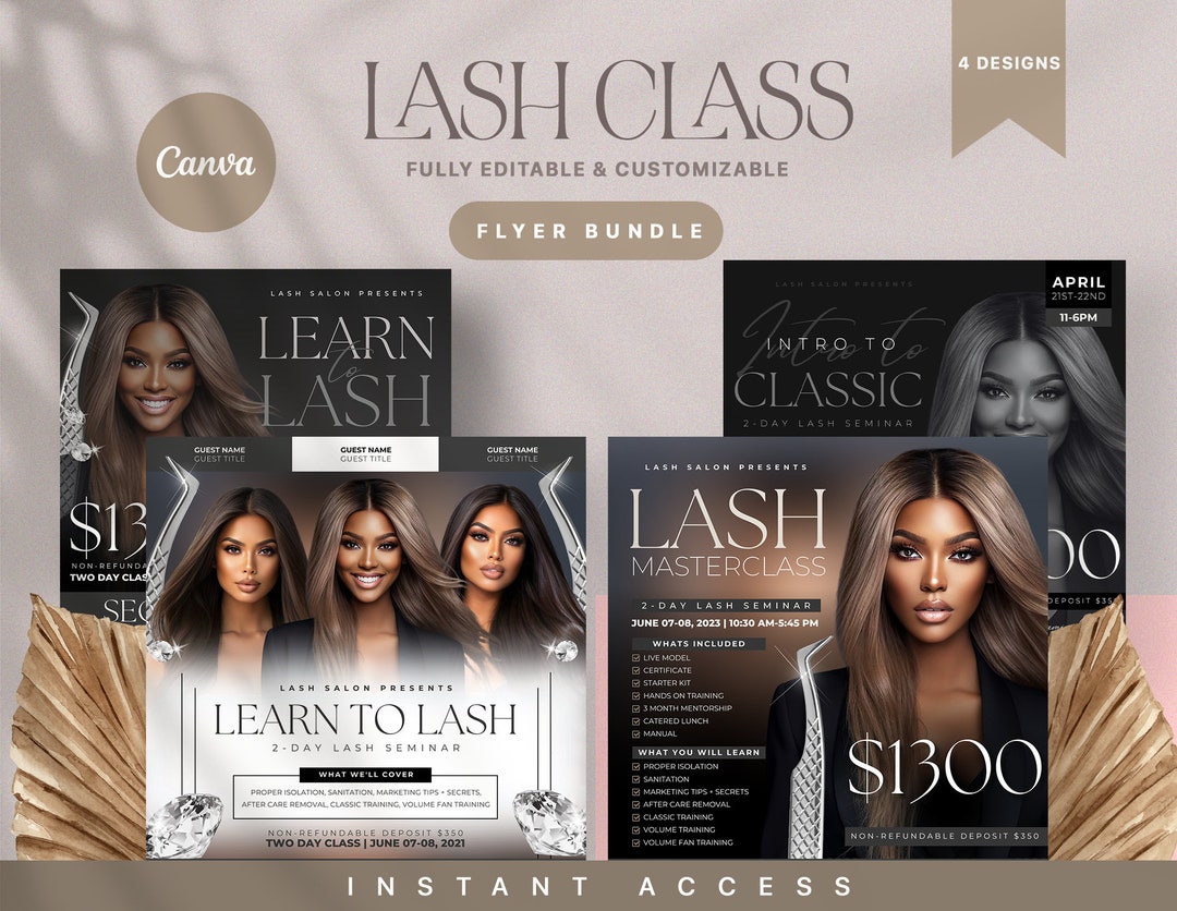 Lash Class Flyer Set | Course Flyer | Lash Training Course | Book Now ...