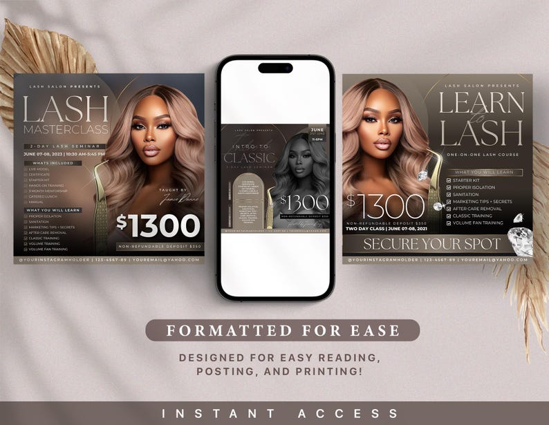 Lash Class Flyer Set | Course Flyer | Lash Training Course | Book Now ...