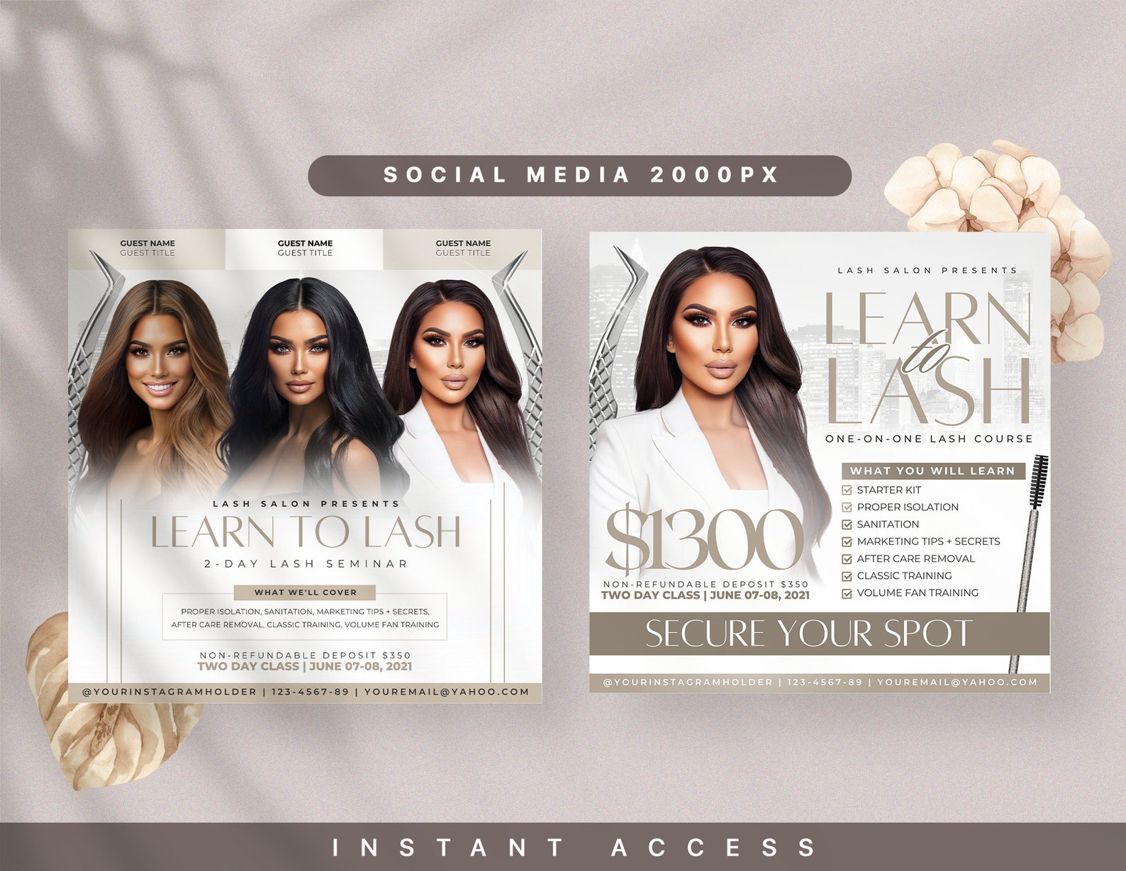 Lash Class Flyer Set, Course Flyer, Lash Training Course, Book Now ...