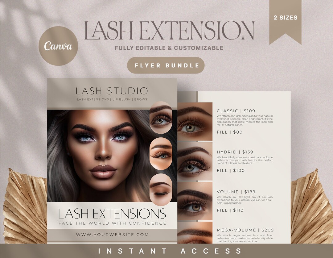 Canva Neutral Lash Price List Design Templates, Pre Made Lash Price ...