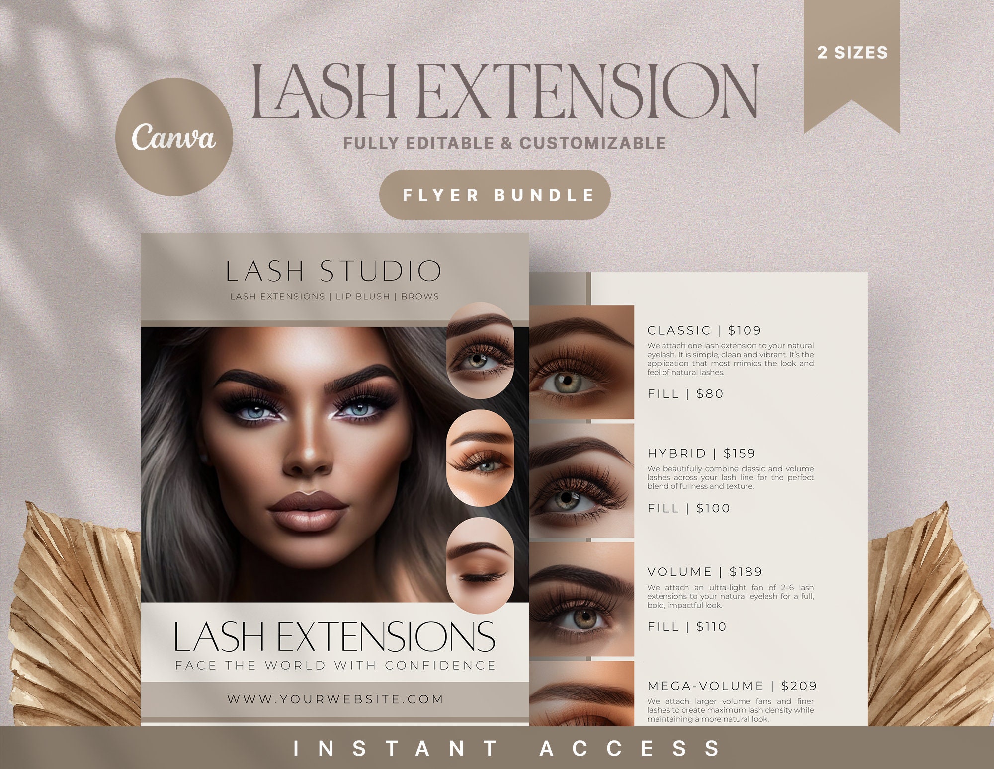 Canva Neutral Lash Price List Design Templates, Pre Made Lash Price ...