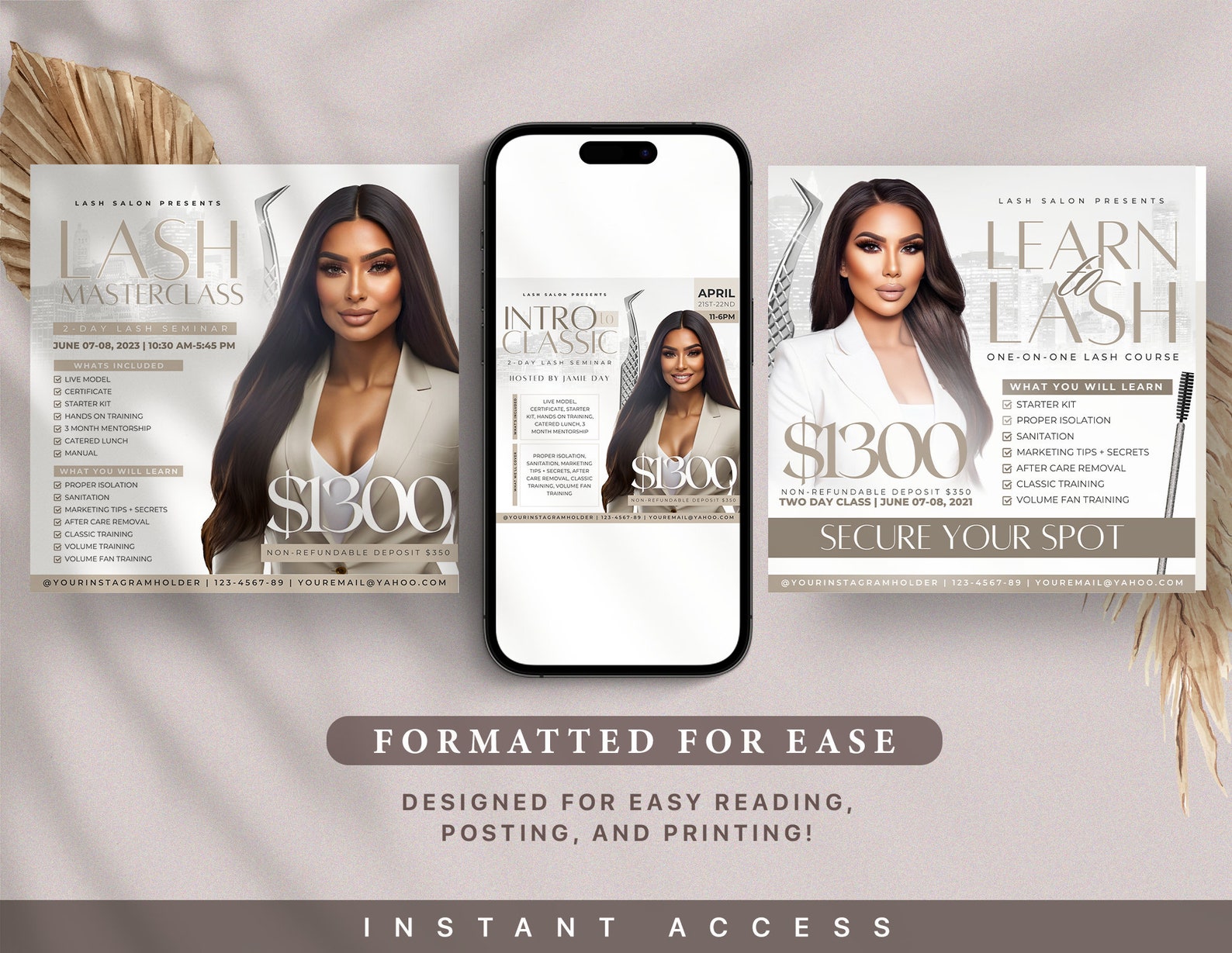 Lash Class Flyer Set, Course Flyer, Lash Training Course, Book Now ...
