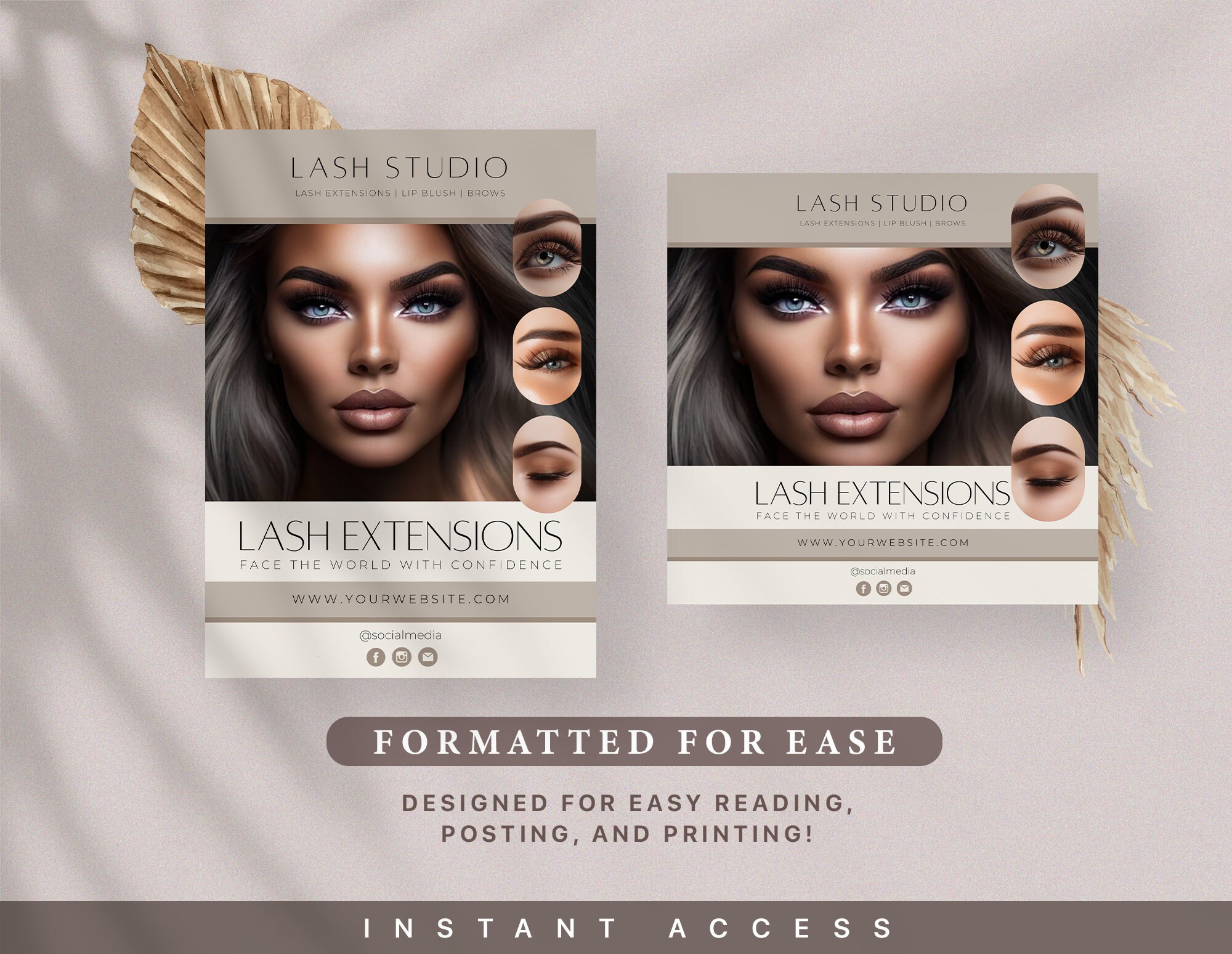 Canva Neutral Lash Price List Design Templates, Pre Made Lash Price ...