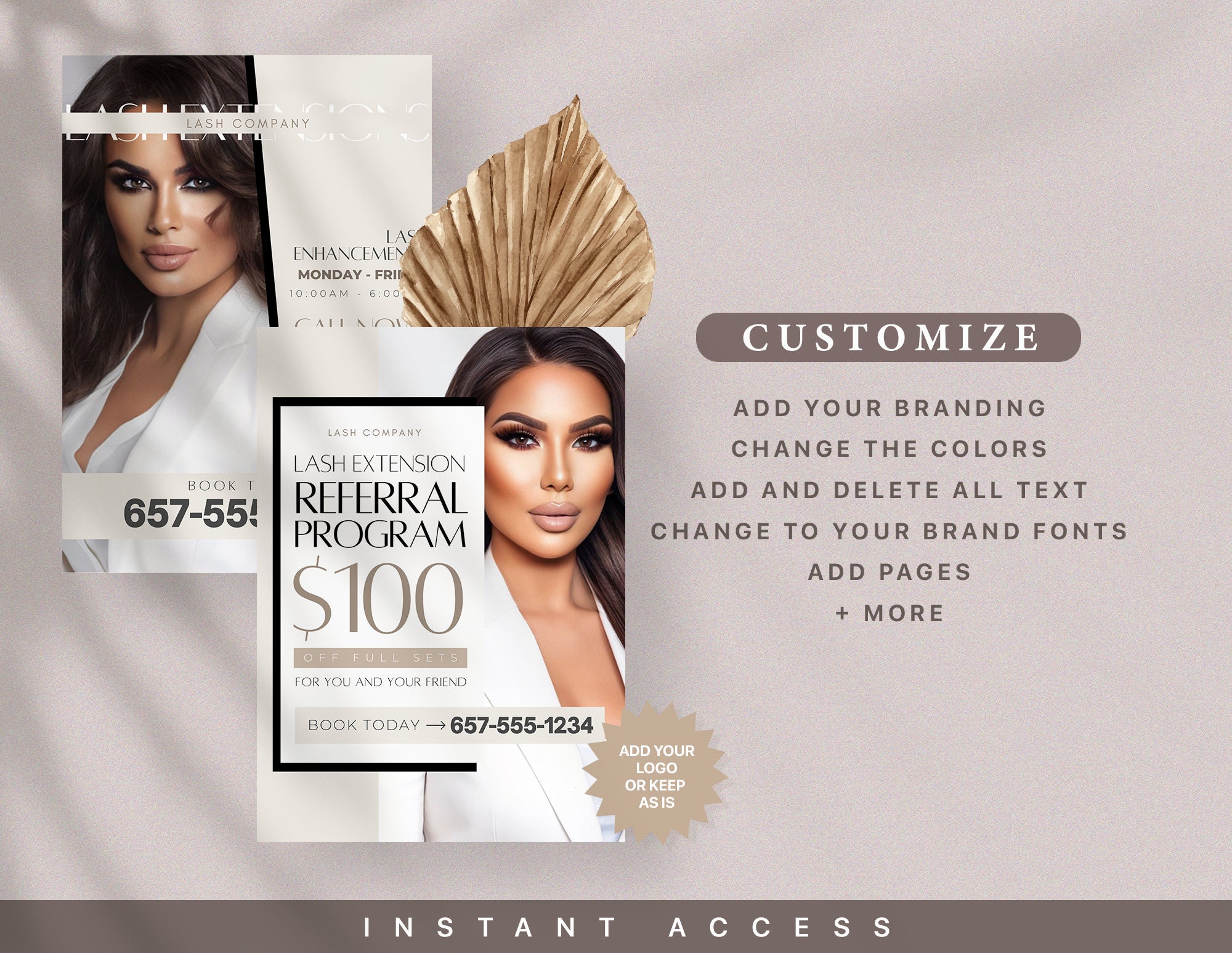 DIY Canva Beauty Referral Card, Lash Artist Referral Postcard Design ...