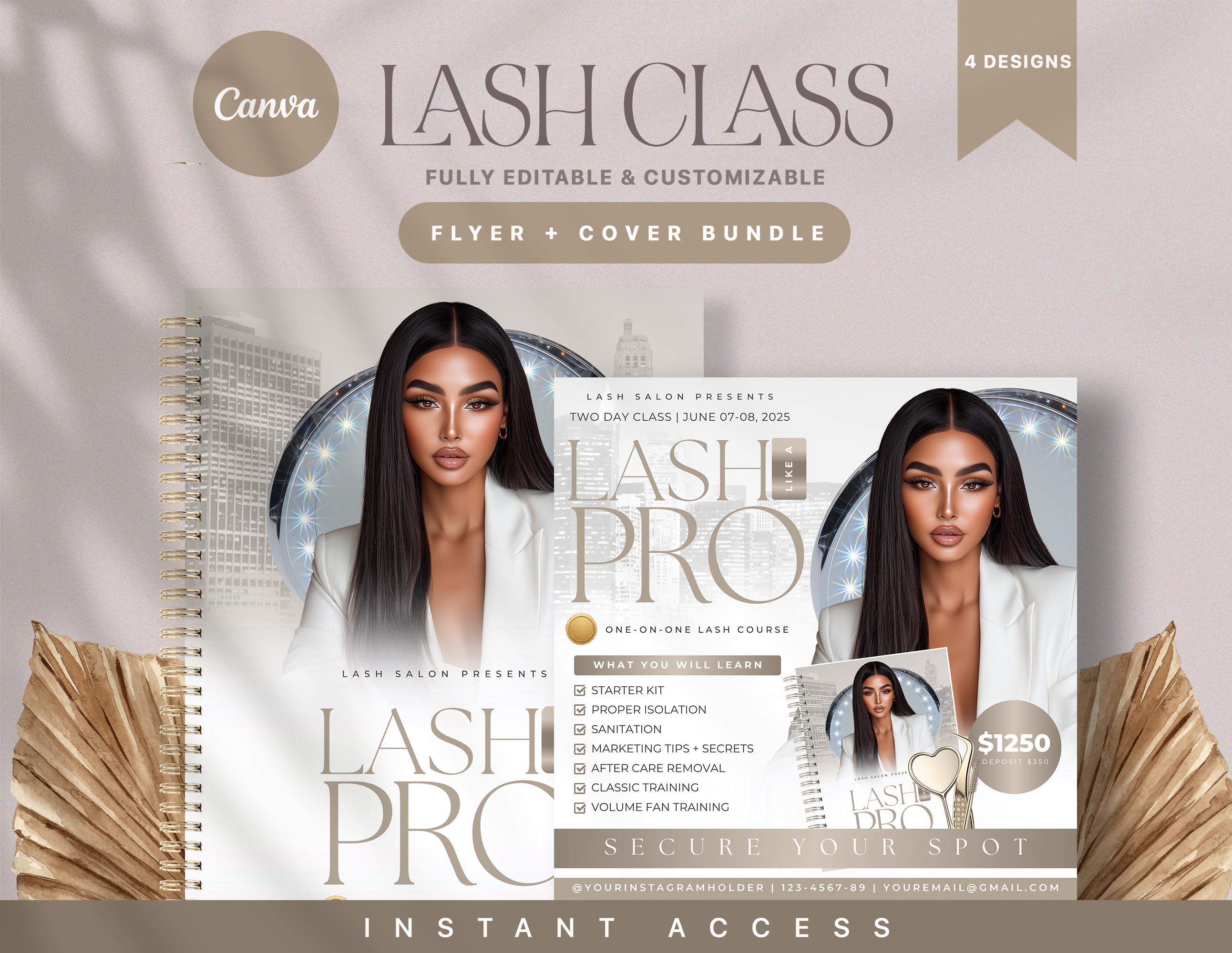 Lash Class Flyer & Ebook Cover: Canva Template for Beauty Educators ...