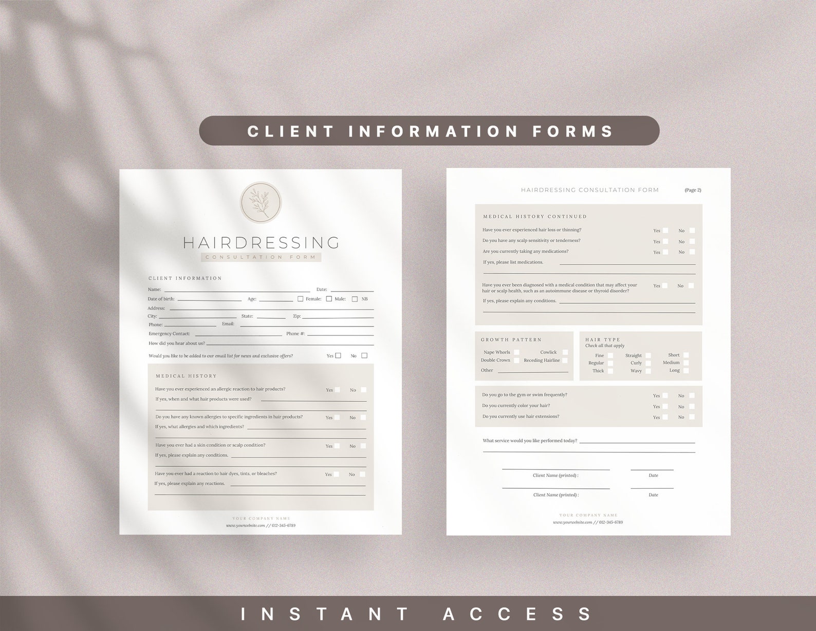 Hair Stylist Forms, Editable Hair Consent Templates, Hair Stylist ...