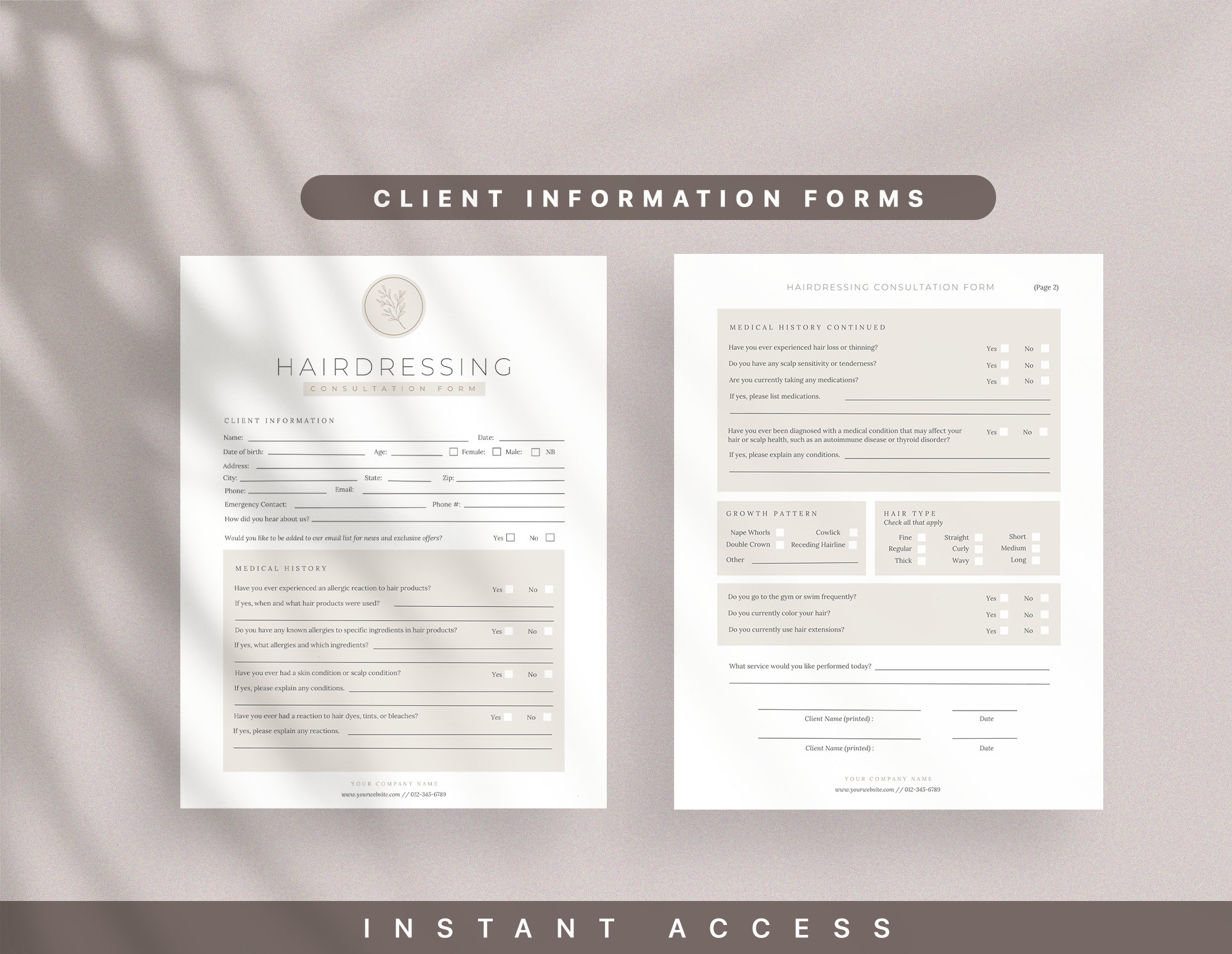 Hair Stylist Forms, Editable Hair Consent Templates, Hair Stylist ...