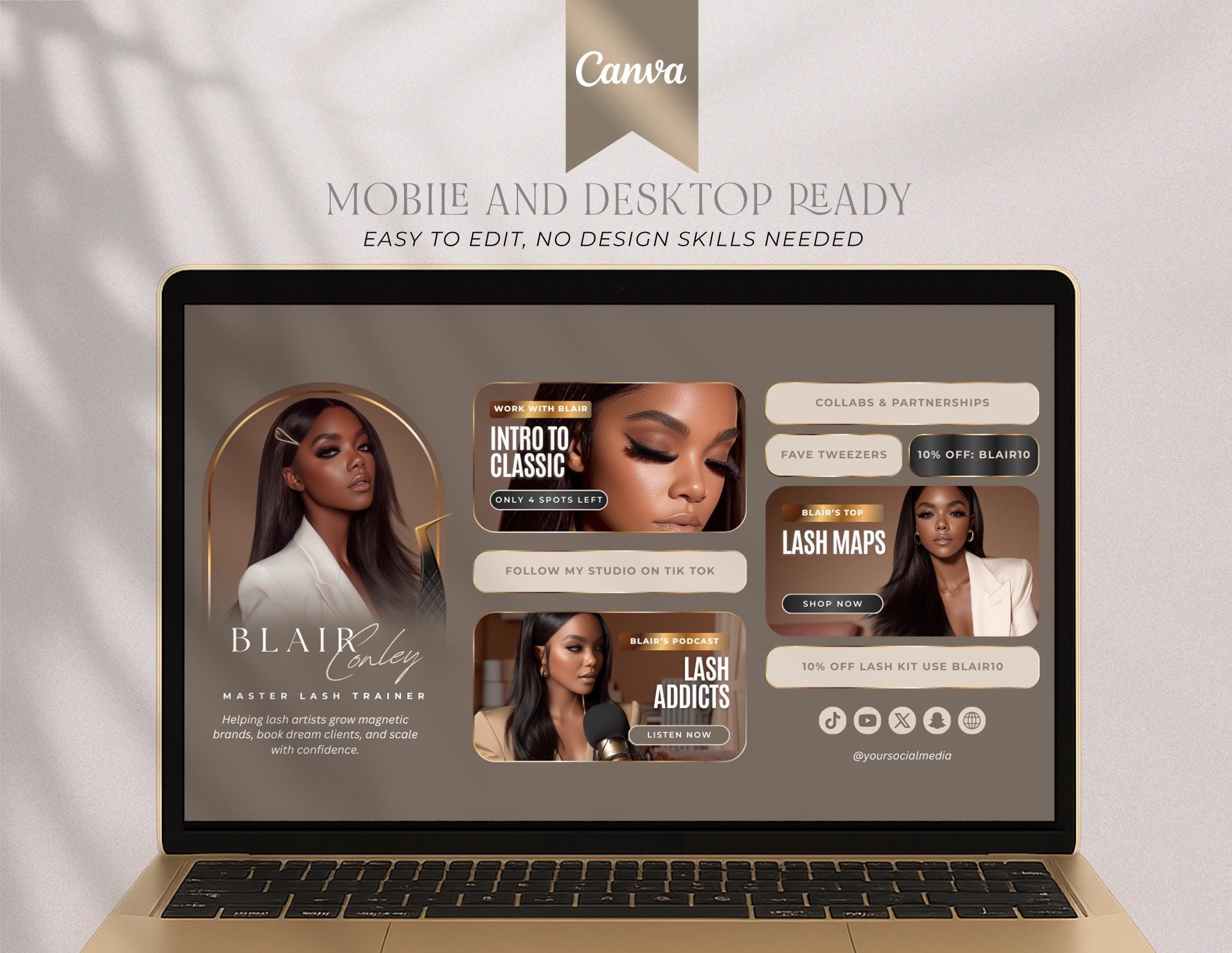 Canva Link in Bio Template: Luxe Instagram Landing Page - Etsy