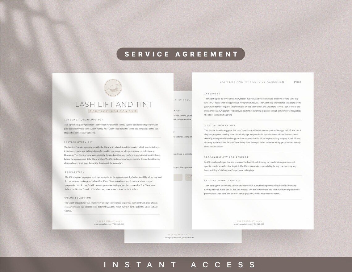 Lash Lift Consent, Canva Template, Lash Lift and Tint Aftercare, Lash ...