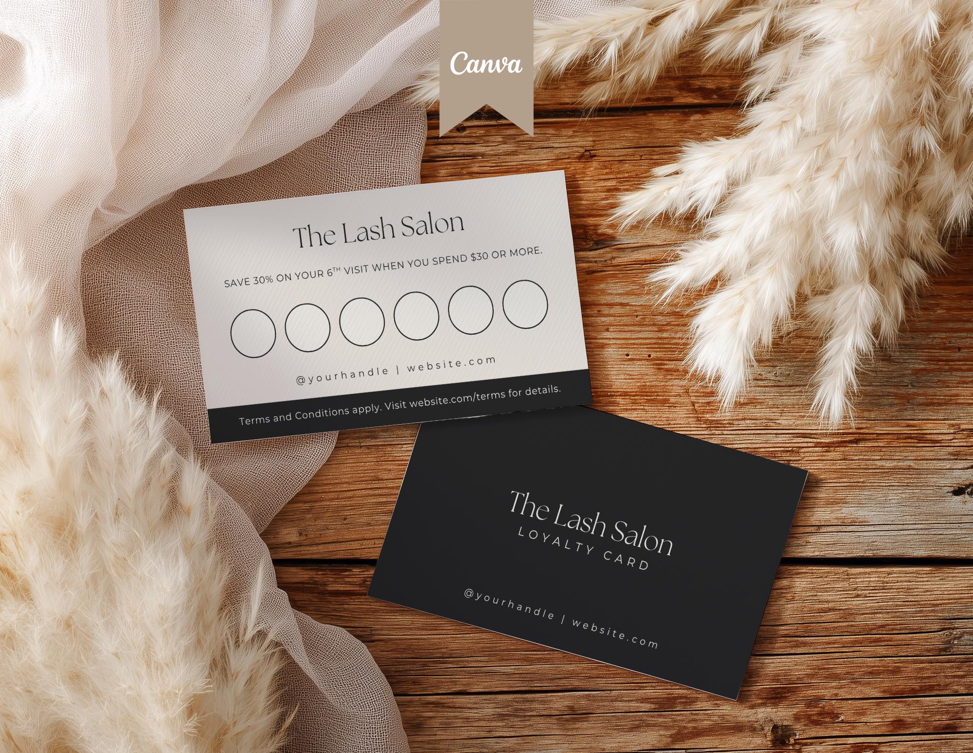 Editable Beauty Loyalty Card Template: Lash Tech, Hair Stylist (canva ...