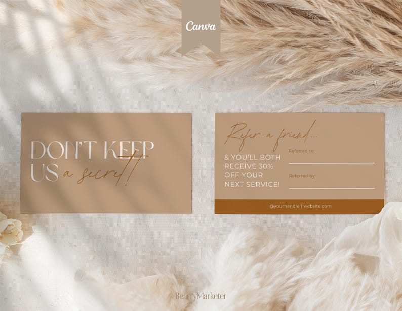 Salon Referral Card Template: Hair, Nail, Lash Tech (canva Editable ...
