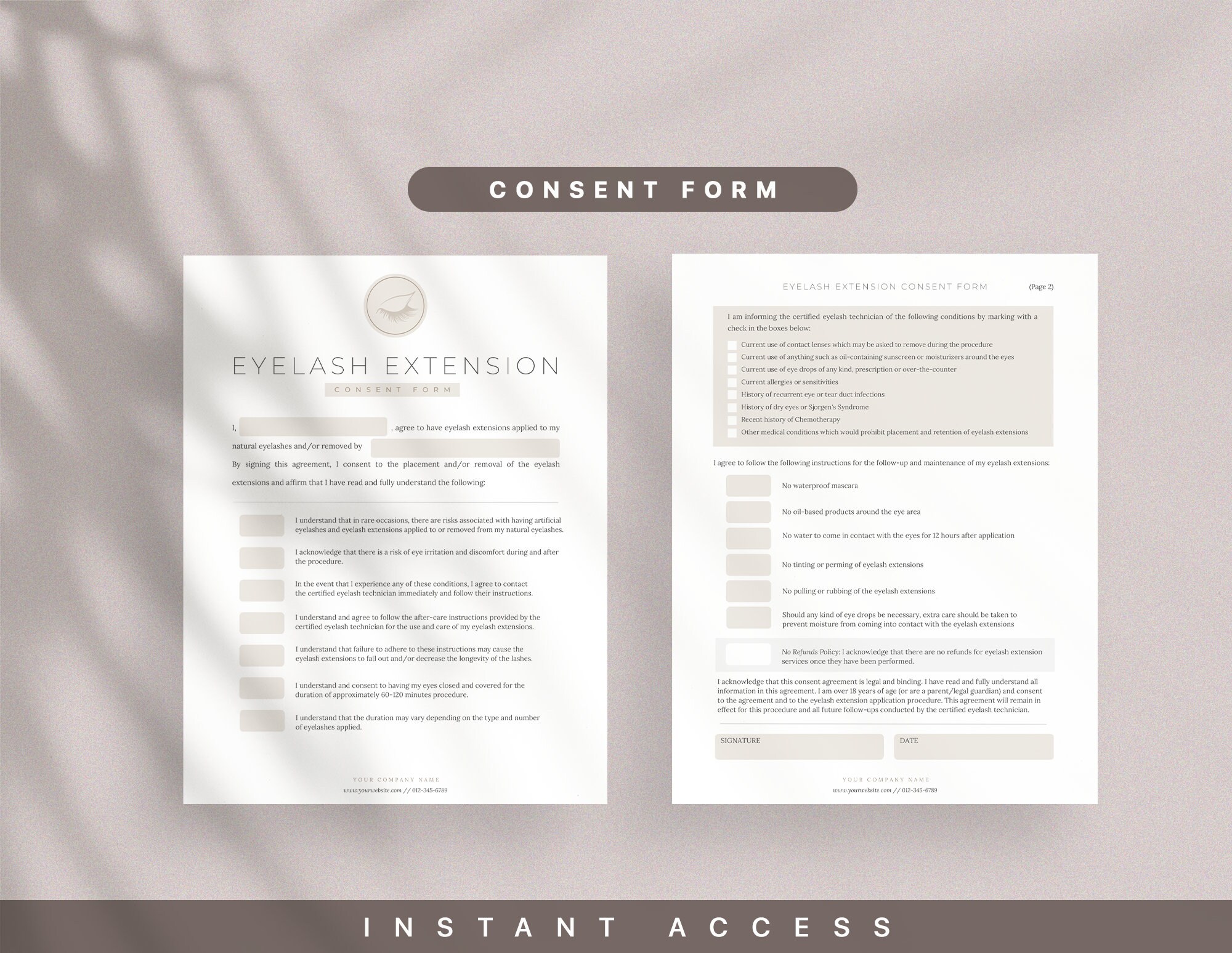 Eyelash Extension Forms, Editable Lash Consent Templates, Lash Tech ...