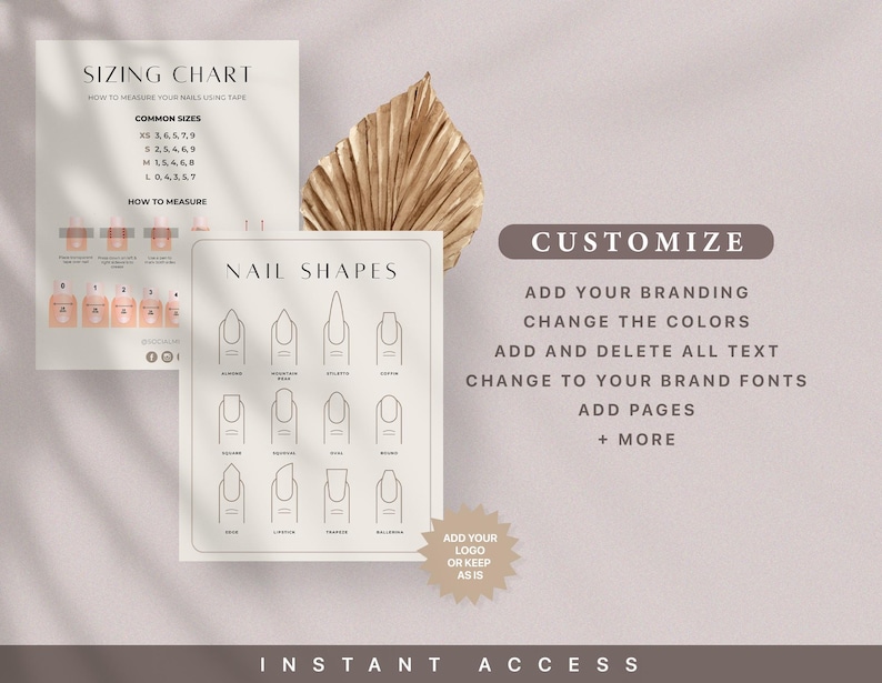 DIY Press on Nail Sizing Kit & Chart, Neutral Reusable Nail Measurement ...