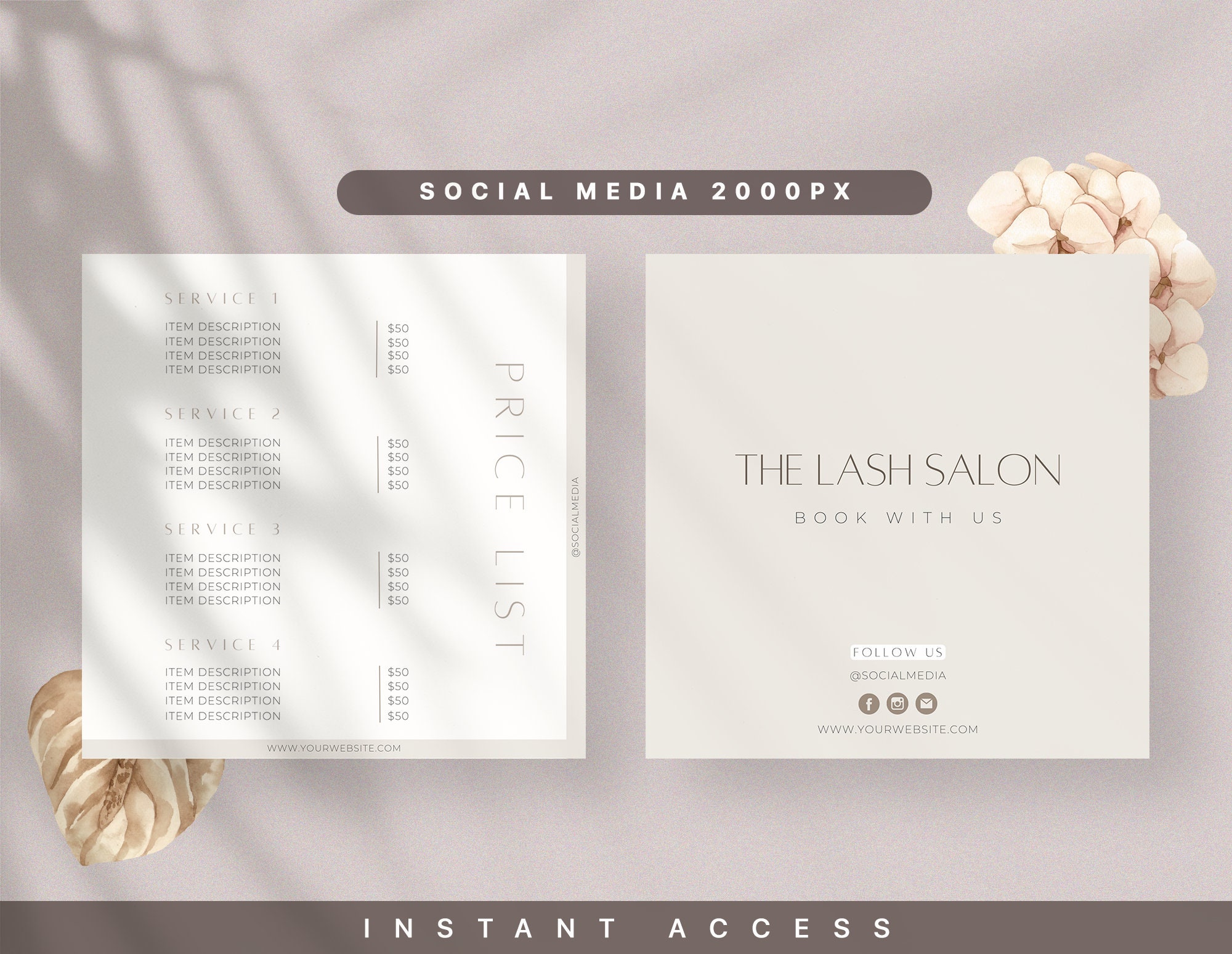 Canva Neutral Lash Price List Design Templates, Pre Made Lash Price ...