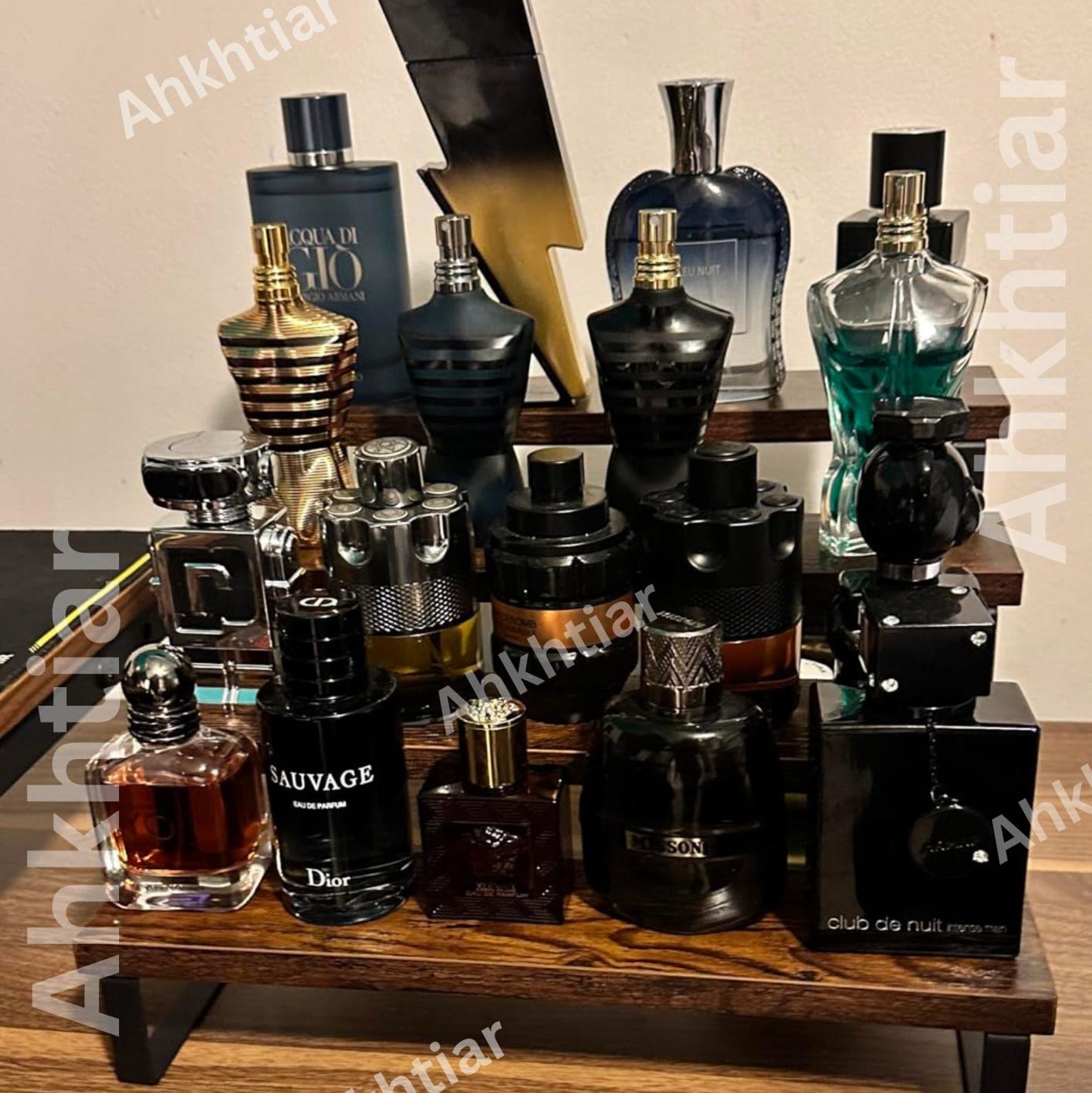 Multi Tier Wood & Metal Cologne Organizer | Rustic Perfume Organizer ...