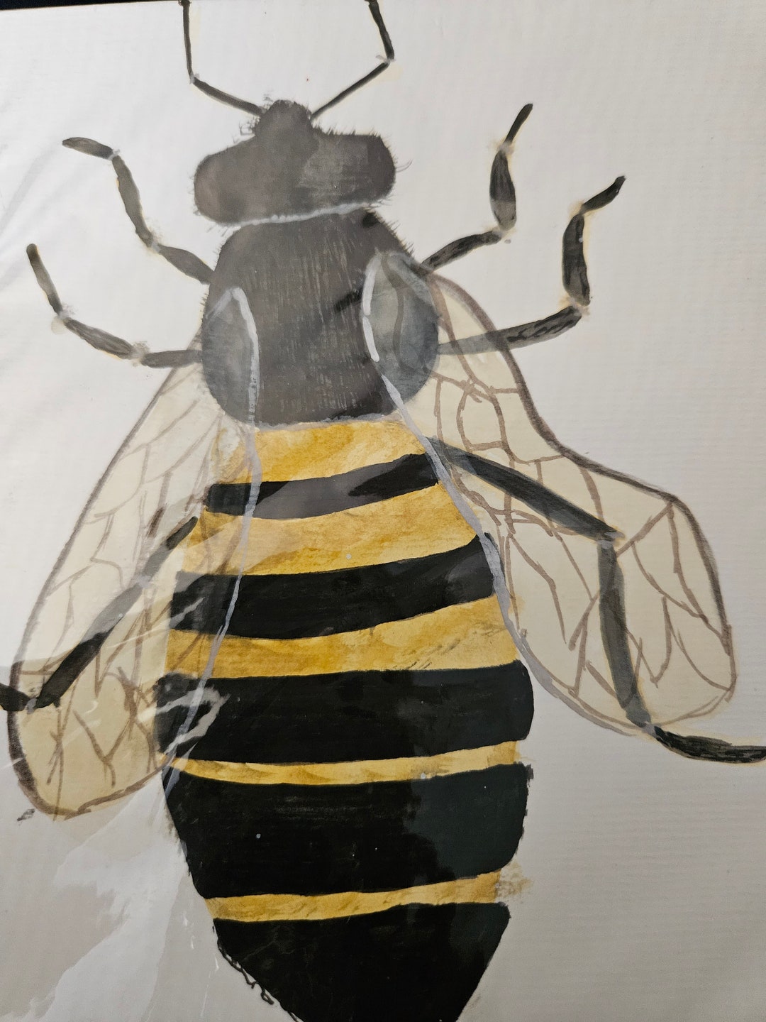 Original Hand Painted Watercolor **busy Bee ** 6x8 Watercolor Painting ...