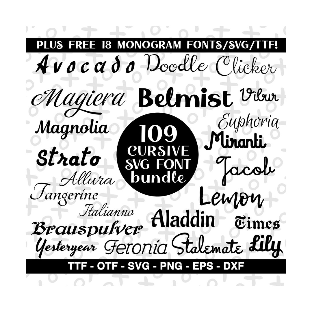 Cursive Font Svg Font Svg Font Bundle Svg Silhouette Font Etsy Portugal