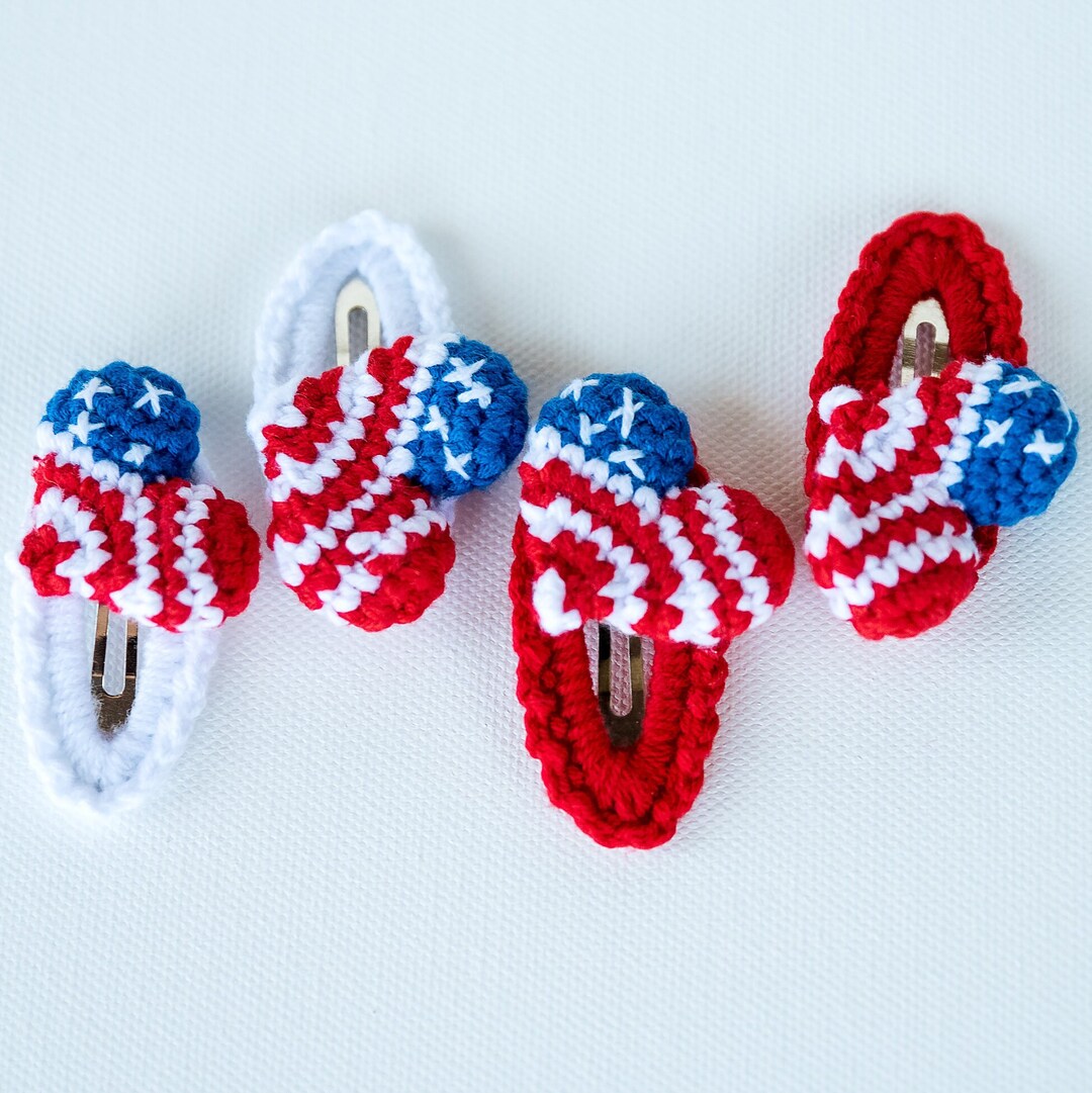 American Flag Hair Clip USA Flag Hair Snap Heart Hair - Etsy