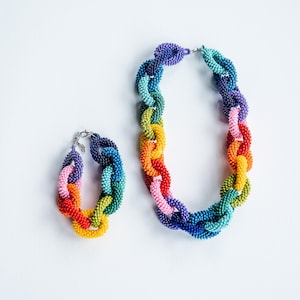 Rainbow Necklace Rainbow Chain Necklace Colorful Necklace Colorful ...