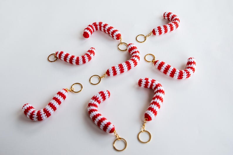 Christmas Keychain Candy Cane Keychain Kawai Candy Cane Zipper Pull ...