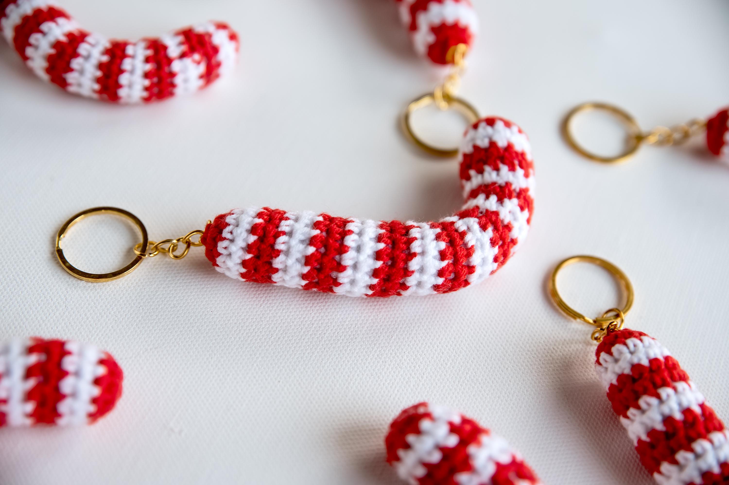 Christmas Keychain Candy Cane Keychain Kawai Candy Cane Zipper Pull ...