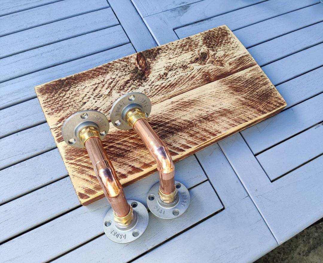 Rustic Shelf & Original Large Copper Pipe Brackets - Etsy UK