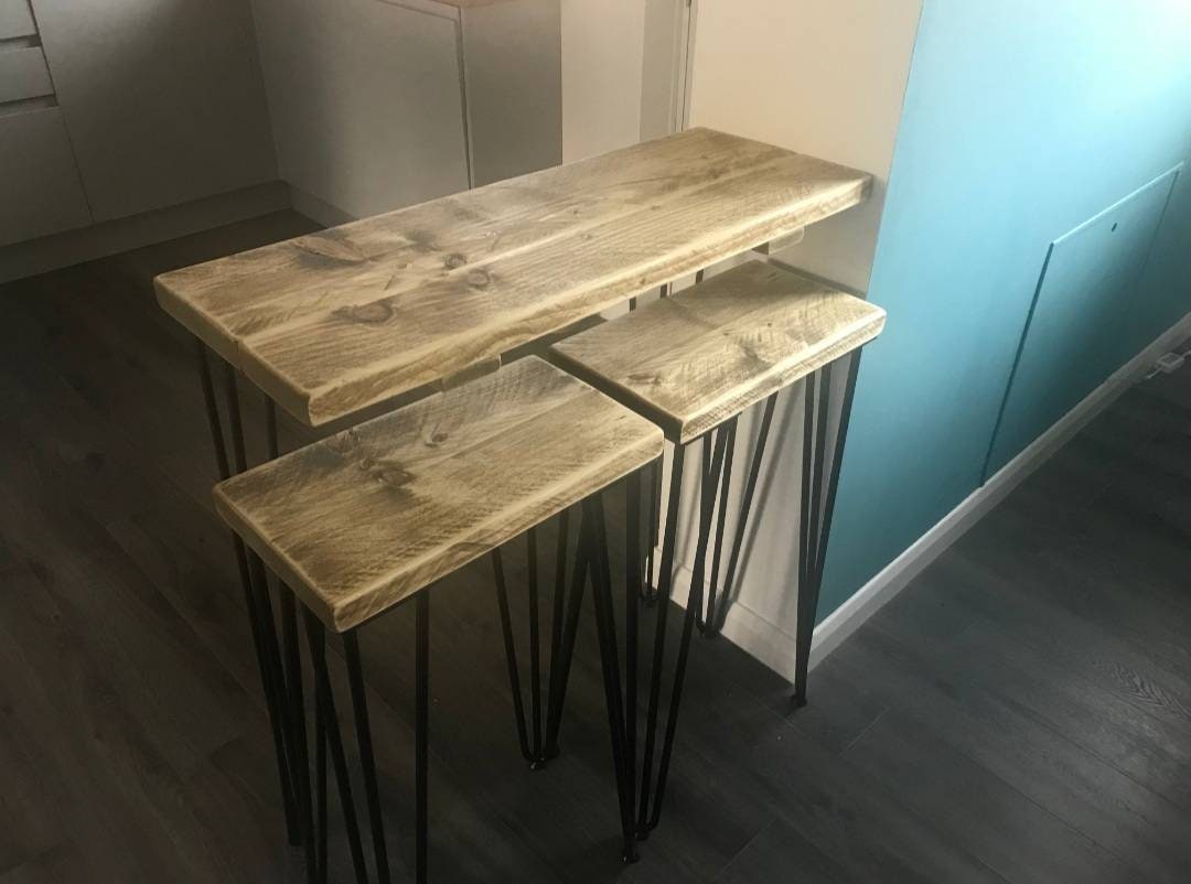 Reclaimed Wood Rustic BREAKFAST BAR with Steel Hairpin Legs | Etsy