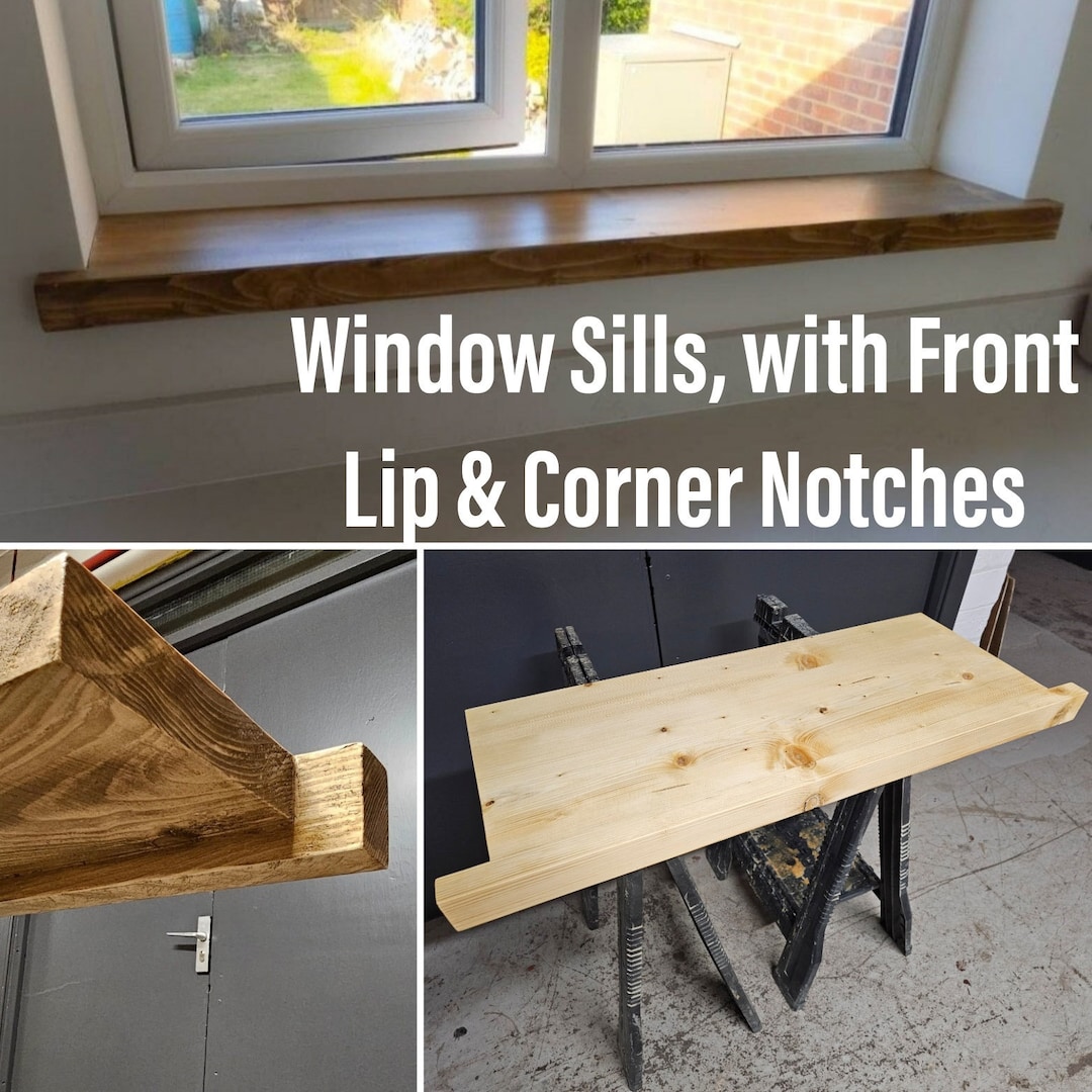 Rustic Window Sills, With Front Lip & Corner Notches | Window Ledge ...