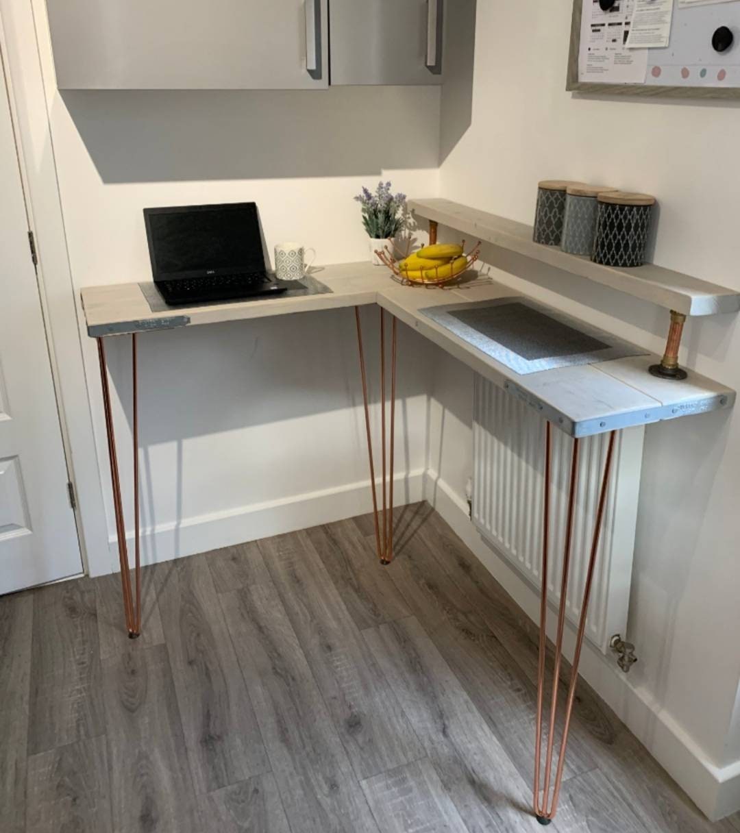 Two-tier Corner Breakfast Bar With Steel Hairpin Legs - Etsy UK