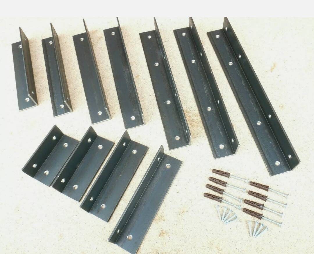 Rustic Shelf & Raw Steel Alcove Brackets reclaimed Wood/ Raw - Etsy UK