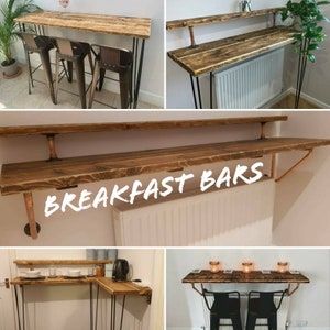 Rustic Breakfast Bar, With Steel Hairpin Legs | Reclaimed Wood ...