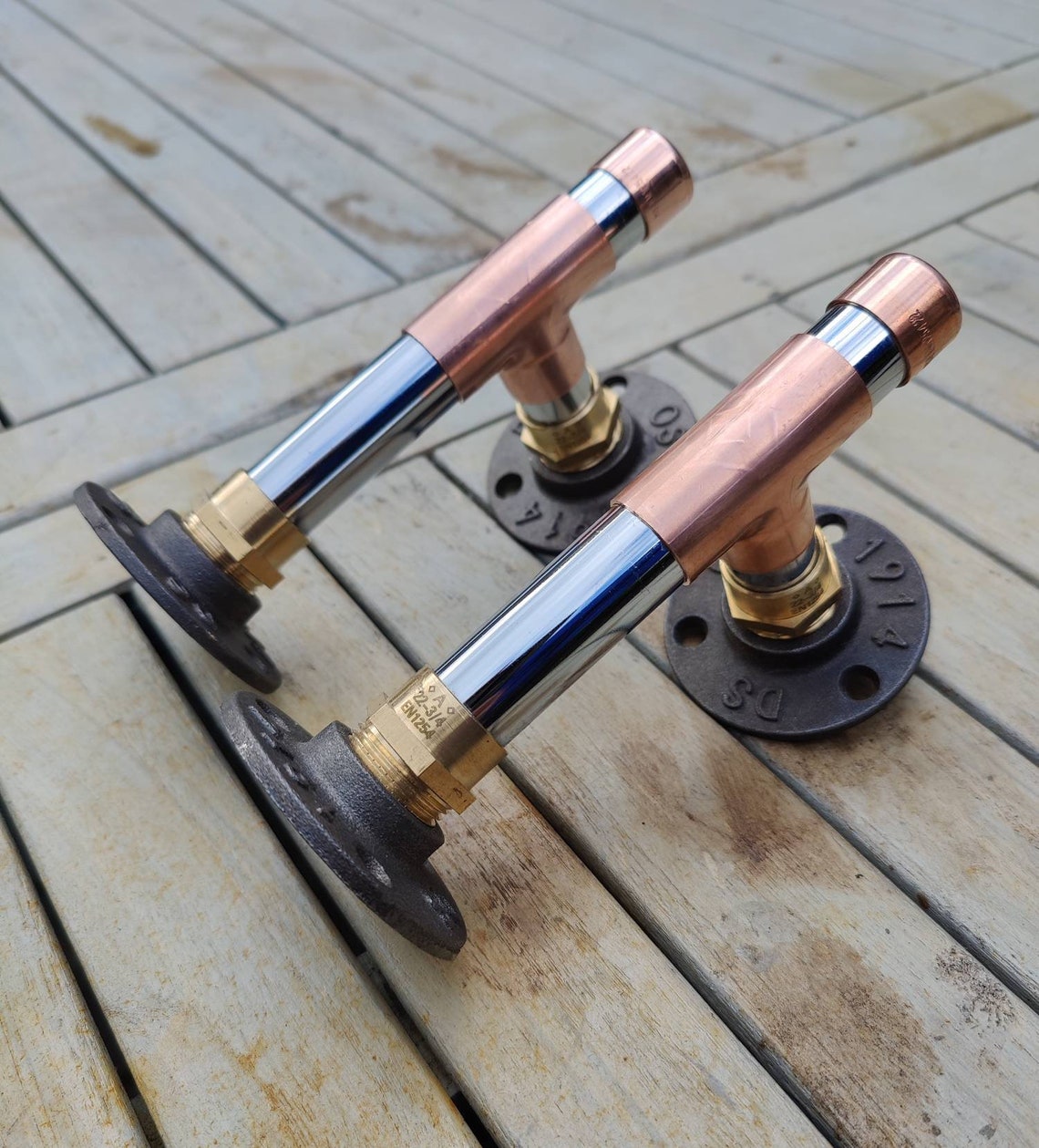Industrial Designed 'T Joint ' Chrome & Copper Pipe - Etsy