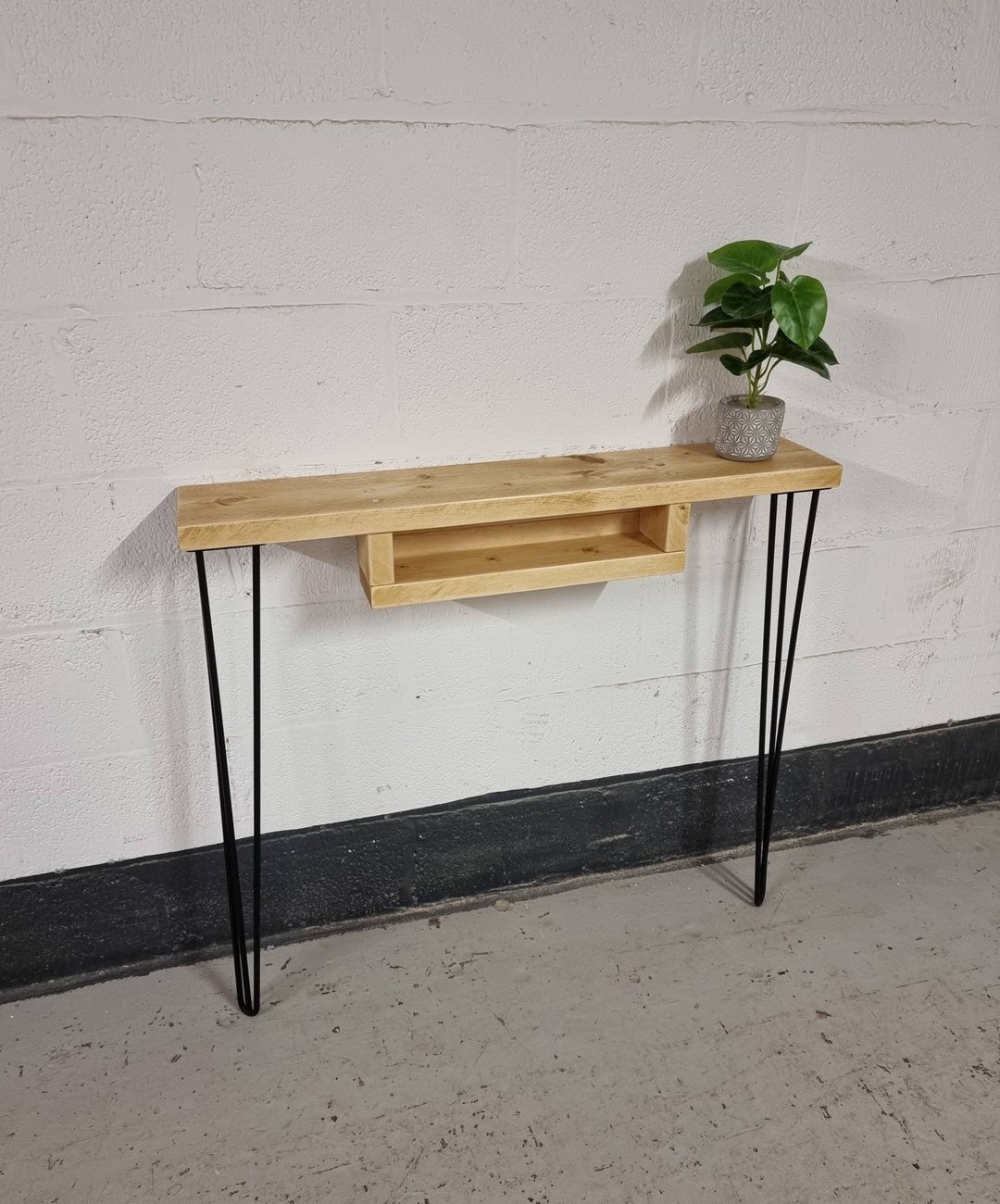 Rustic Console Table (with Storage) & Steel Hairpin Legs - Etsy UK