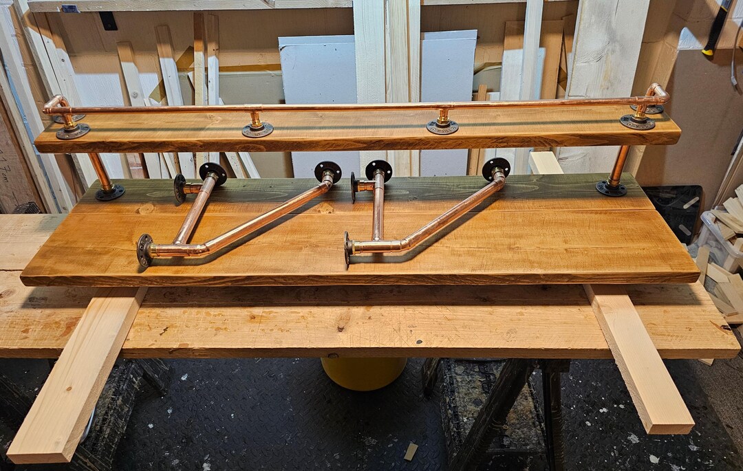Wall Mounted 'two-tier' Breakfast Bar, Supported by Wall Mounted Copper ...