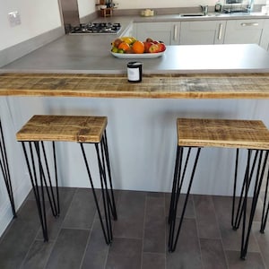 Rustic Breakfast Bar, With Steel Hairpin Legs | Reclaimed Wood ...