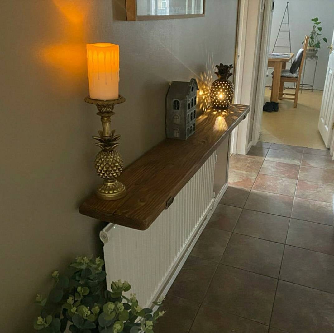 Rustic Console Table supported by Raw Steel Brackets | Etsy