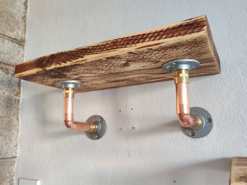 Rustic Shelf & Original Large Copper Pipe Brackets - Etsy UK