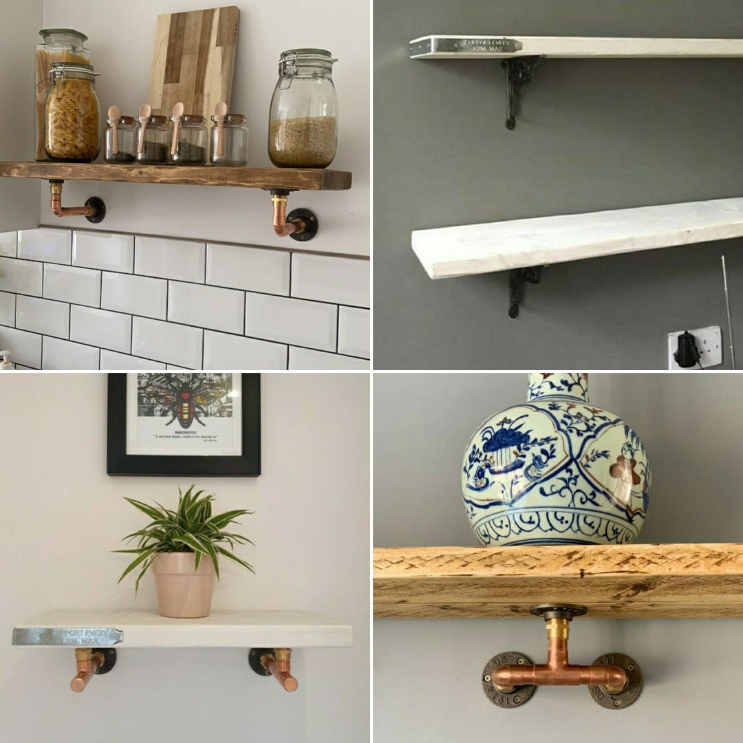 Copper Pipe Shelf Brackets And Rustic Shelf Combined Package Reduced