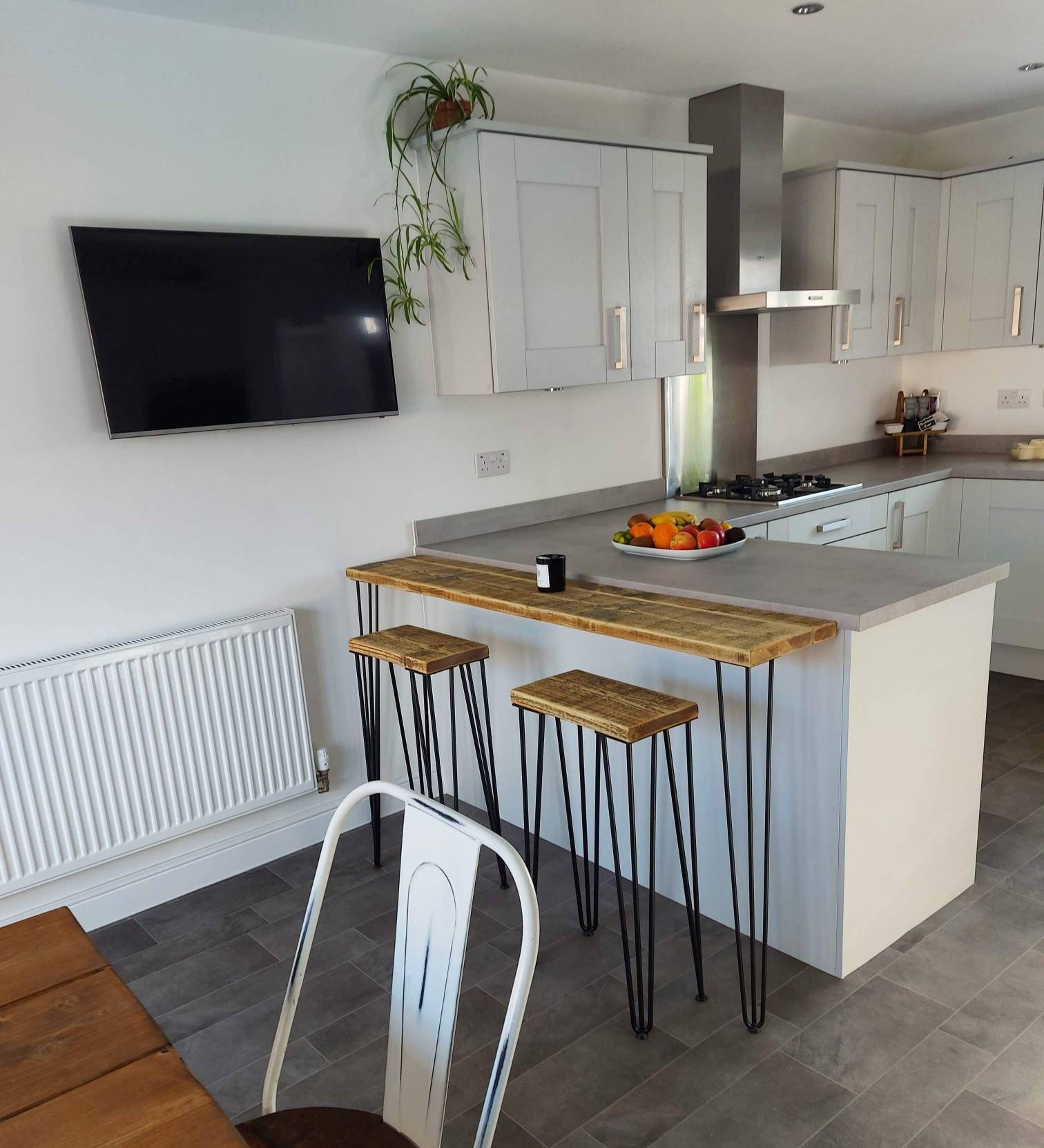 Reclaimed Wood Rustic BREAKFAST BAR with Steel Hairpin Legs | Etsy