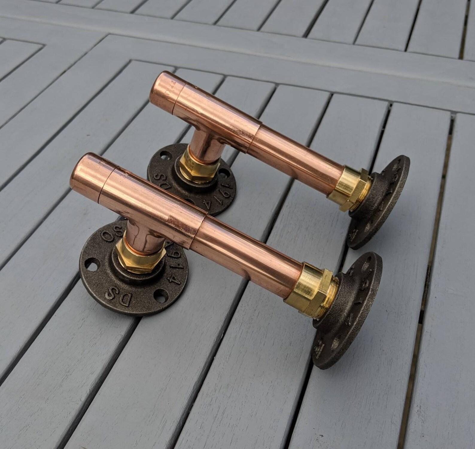 Industrial Designed 'T Joint' Chrome & Copper Pipe - Etsy