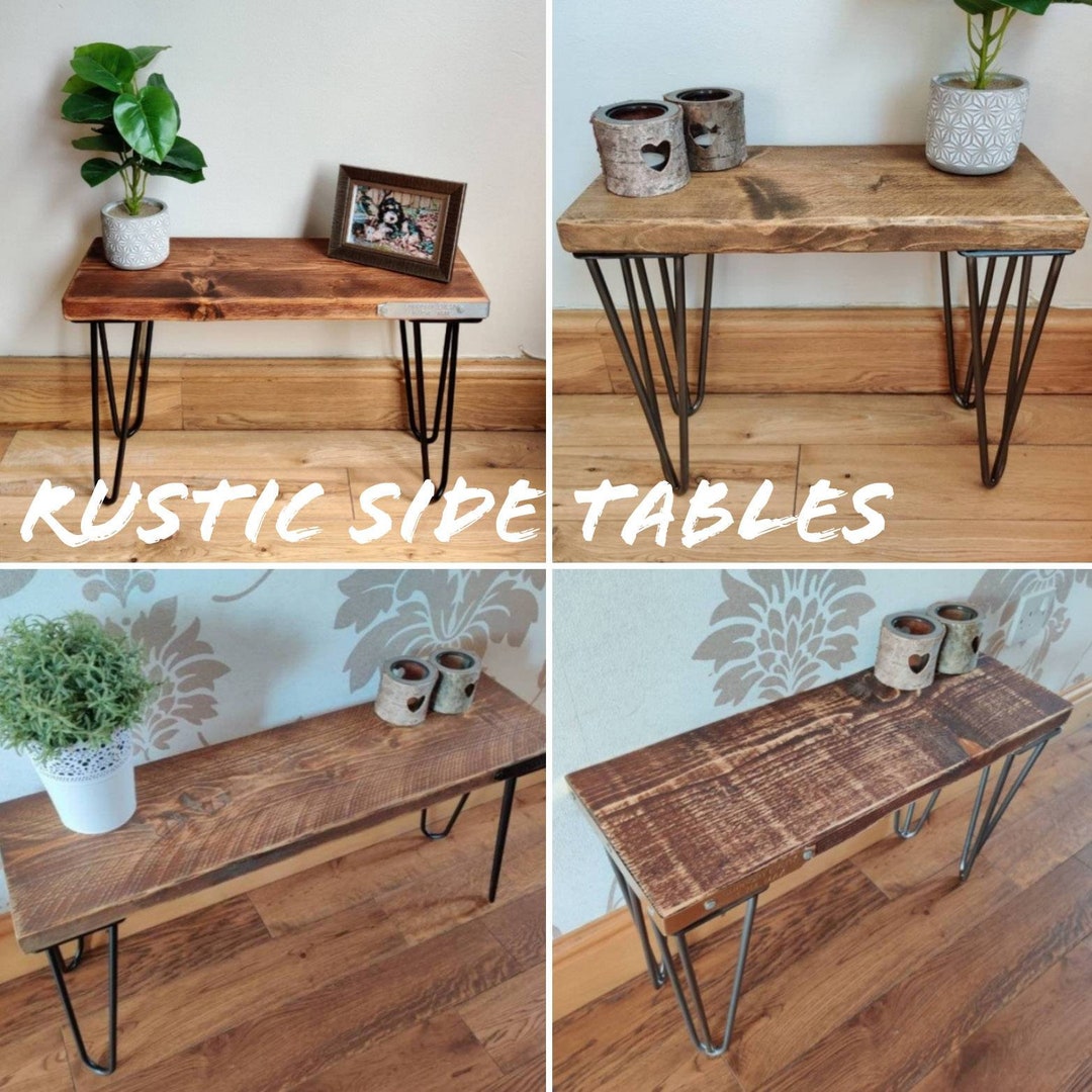 Rustic Side Tables, With Steel Hairpin Legs (MULTIPLE SIZES) - Etsy UK