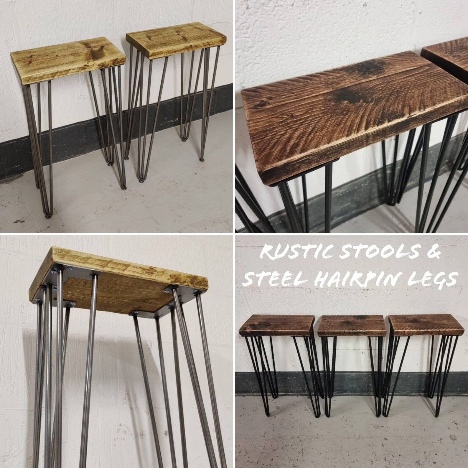 Reclaimed Wood Rustic BREAKFAST BAR With Steel Hairpin Legs - Etsy UK