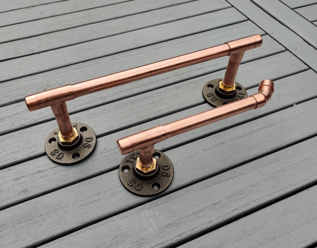 Industrial Designed Copper Pipe Towel Rail & Loo Roll Holder Set - Etsy