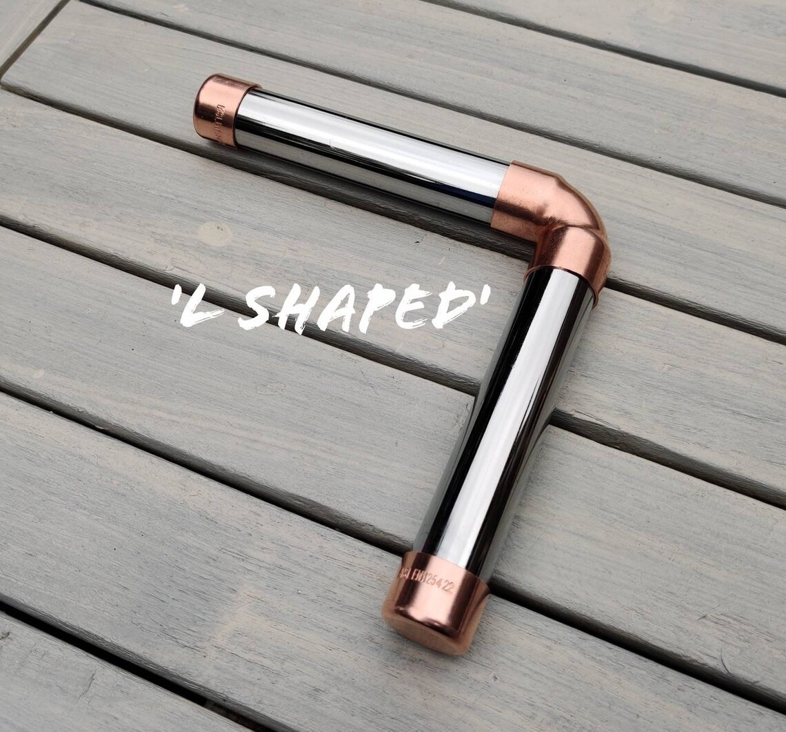Industrial Designer Chrome & Copper Pipe 'L' Shaped | Etsy