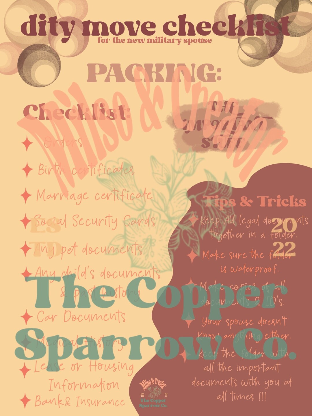 DITY Move Checklist - Etsy