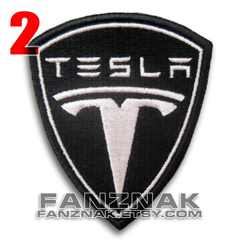 Tesla logo on the shields embroidered patch. VELCRO® Brand - Etsy France