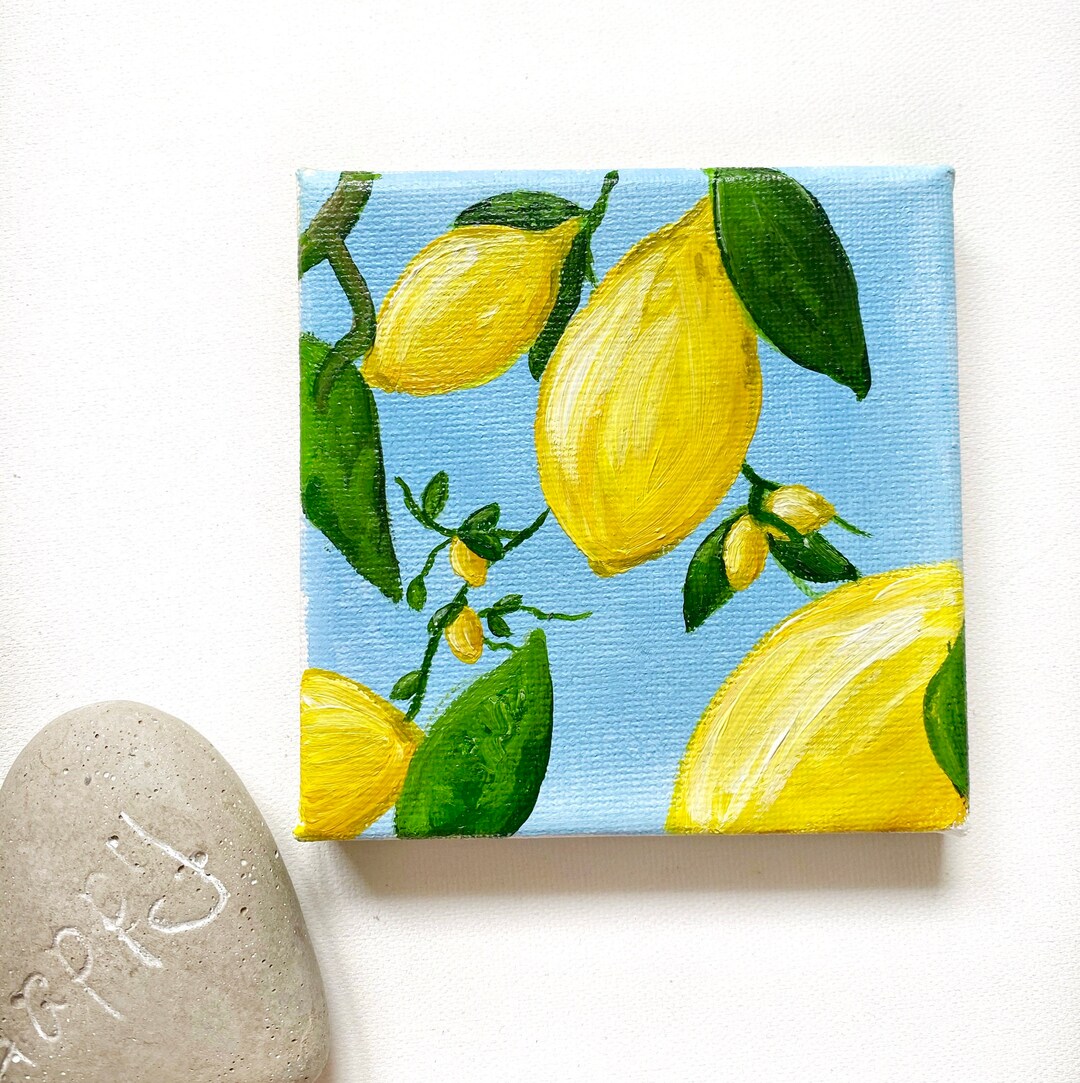 Lemon Acrylic Painting on Canvas - Etsy UK